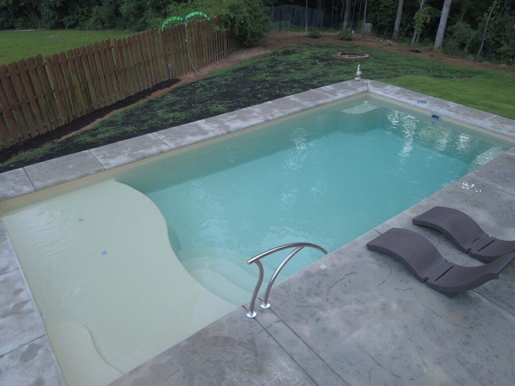 002. D32 pool in Sandstone Shimmer color | Palazzo Pools | Fiberglass ...